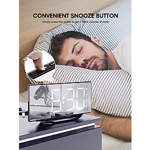 OnLyee Dual Extra Loud Alarm Clock for Heavy Sleepers, Vibrating Alarm Clock with Bed Shaker, 8.7" Large LED Mirror Display, USB Charger, Dimmer, Snooze & Battery Backup