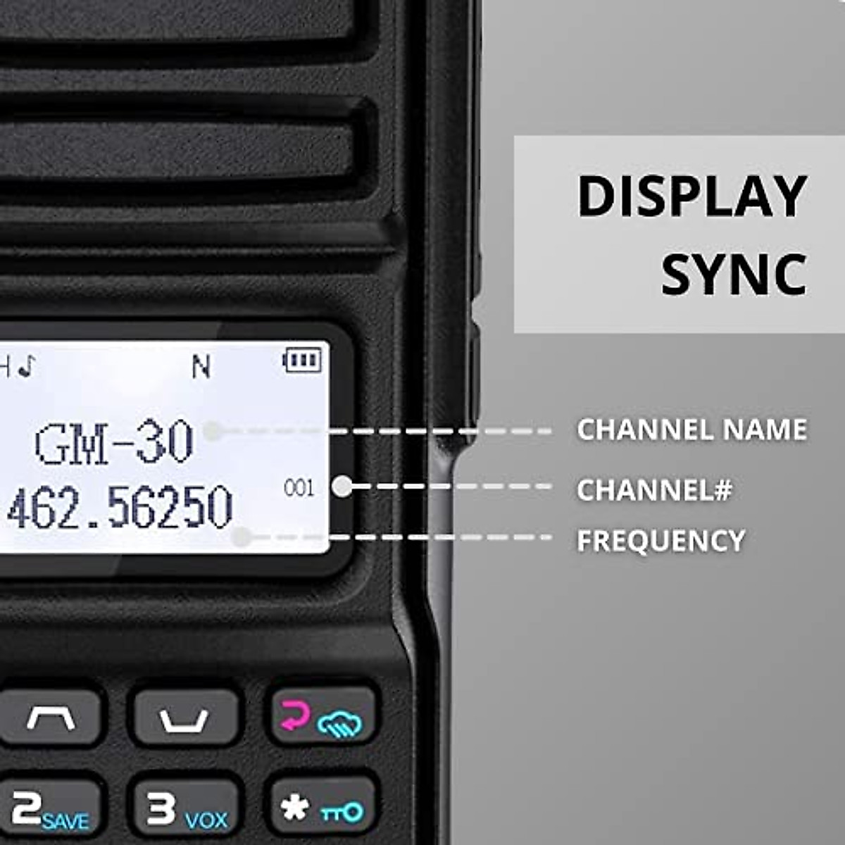 Radioddity GM-30 GMRS Radio, Handheld 5W Long Range Two Way Radio for Adults, GMRS Repeater Capable, with NOAA Scanning & Receiving, Display SYNC, for Off Road Overlanding, 1 Pack