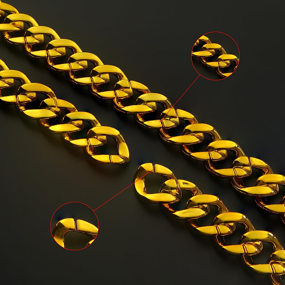 Sanglarst Gold Chain Necklace, 35.5 Inch Chunky Chain Golden Ultra Luxury Looking Feeling Real Solid 14K Gold plated Curb Fake Neck Chain for Party Dancing