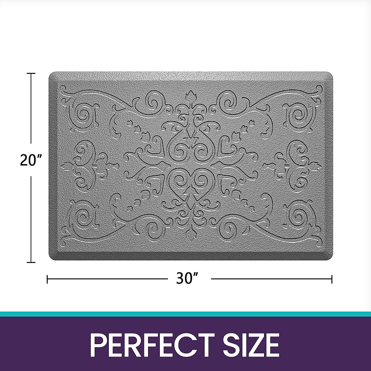 DEXI Kitchen Mat Cushioned Anti-Fatigue Kitchen Floor Mats, 30x20 Inch, Non-Slip Waterproof Kitchen Rug for House Office Standing Desk, Grey