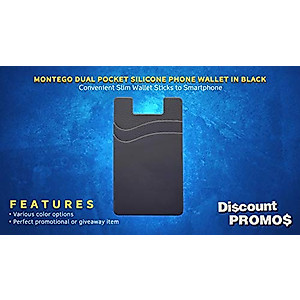 DISCOUNT PROMOS 10 Montego Silicone Phone Wallets Pack - Strong Adhesive, Dual Pocket - Black