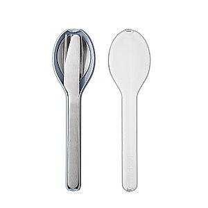 Mepal – Cutlery 3-Piece Set Ellipse – Cutlery Set On The Go - Consists of A Knife, Fork & Spoon - Cutlery Set with Travel Case – Stainless Steel - Nordic Blue