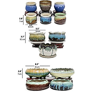 Dahlia 5.5'' Inch Rustic Drip Glazed Ceramic Planter/Succulent Pot/Plant Pot w. Saucer/Tray