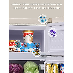 WANAI Compact Refrigerator 3.5 Cu.Ft Retro Mini Fridge With Freezer 2 Door Mini Refrigerator with 7 TEMP Modes, Removable Shelves, LED Lights, Ideal for Apartment Camper Dorm and Office, Cream