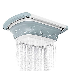 Qimh Collapsible Colander | Over The Sink Silicone Kitchen Strainers and Colanders with Extendable Handles | Veggies, Fruit and Pasta Foldable Strainer for Kitchen, 6-Quart, BPA Free