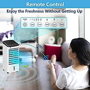 Portable Air Conditioners[ 2023 Newest], 3 IN 1Air Conditioner Portable for Room, 65° Oscillation Swamp Cooler with 3 Wind Speeds, 4 Modes, 6 Ice Packs,12H Timer, Remote, Portable AC for Office Home