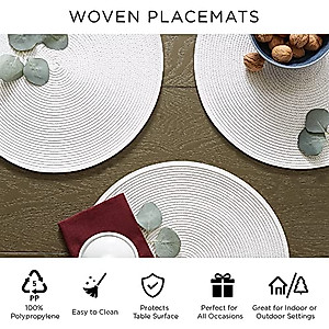 DII Classic Woven Tabletop Collection, Indoor/Outdoor Placemat Set, Round, 15" Diameter, Tango Red, 6 Piece