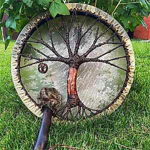 DXDSYY Tree of Life Siberian Drum Shaman Drum Tree of Life Siberian Drum Spiritual Music Decoration