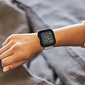 Rc-Z Case for Fitbit Versa 2, Hard Matte PC Screen Protector Full-Around Frame Bumper Full Face Screen Cover Protective Case for Fitbit Versa 2 Smartwatch, Black
