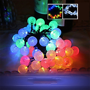 2 pack Solar String Lights Solar Fairy Christmas String Lights Crystal golobe ball Flower Garden LED Lights Waterproof Lamp Decorative Lighting for Home, Garden, Party, Festival Holiday Decorations