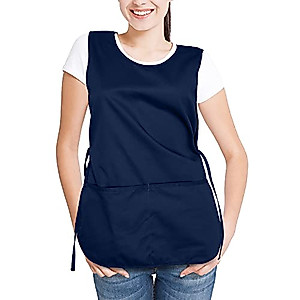 DALIX Cobbler Apron 2 Pockets Smock Chef 28.5" x 18.5" Poly Cotton Navy Blue