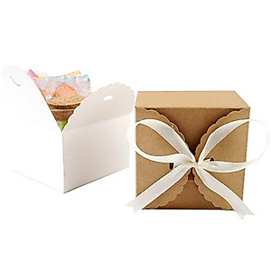 MODADA Gift Bags Wave Solid Kraft Paper Candy Box Wedding Favor Gift Box DIY Folding Packaging Bag Baby Shower Birthday Party Favor 30Pcs (Color : Kraft, Size : 12x12x9cm)