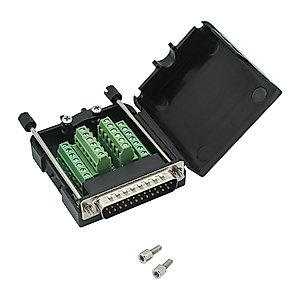 YIOVVOM DB25 Breakout Board Solder-Free Male Adapter 25-pin Port Adapter to Terminal Connector Signal Module Long Bolts and Nuts with case