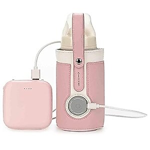 3 Temperature Adjustable Portable Baby Bottle Warmer, Portable Car Travel Bottle Warmer USB Milk Heat Keeper Baby Bottle Warmer (Pink)