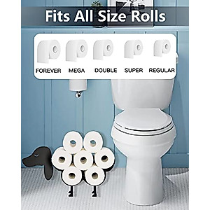 Dachshund Toilet Paper Storage, Funny Dog Wall Mounted or Free Standing Bathroom Toilet Paper Holder, Metal 8 Rolls Tissue Organizer for Home Decor