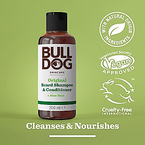 Bulldog Skincare Original Beard Shampoo & Conditioner 200ml - Beard Cleansing & Conditioning - For All Beard Types