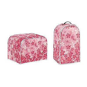 Suobstales Cherry Blossom Print Toaster Cover & Blender Cover with Top Handle, Washable Bread Oven Dustproof Covers Kitchen Appliance Covers Stand Mixer Case Coffee Maker Juice Cover, S
