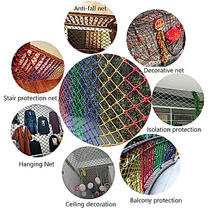 AWSAD Children Railing Safety Net Anti Falling Stairs Balcony Protection Net Nylon Rope Net Ceiling Net Hanging Clothes Net Playground Rope Mesh Color : 8mm Rope, Size : 2×2m(7×7ft)