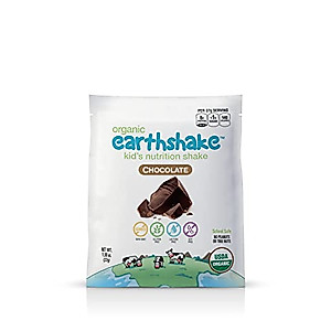 Earthshake Organic Kids Protein Nutritional Shake, Chocolate - Non GMO, Lactose Free, Soy Free, Gluten Free, Less than 1g of Sugar Per Serving, Amazing Taste | All Ages 2 & Up (Chocolate, 10 Count)