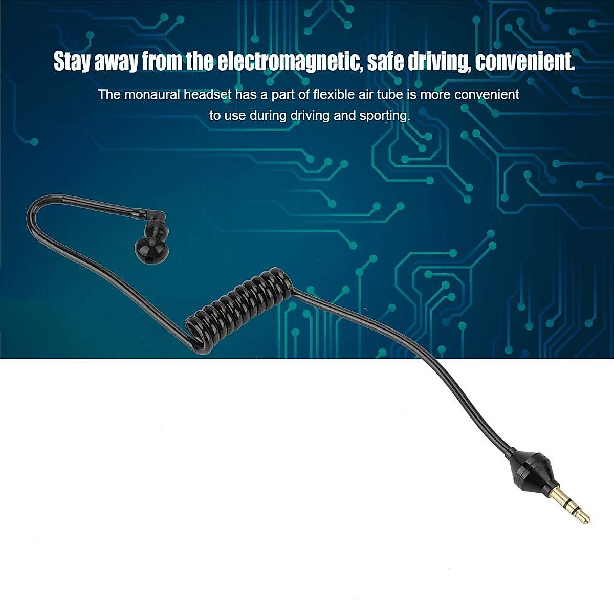 Hakeeta Single Earbud, Ear-Hook Earphone, Wired Earpiece, Spiral air Tube, in Ear, Lightweight, Monaural, Comfortable, Without Microphone, 3.5mm, for MP3 Phone Bluetooth, Black