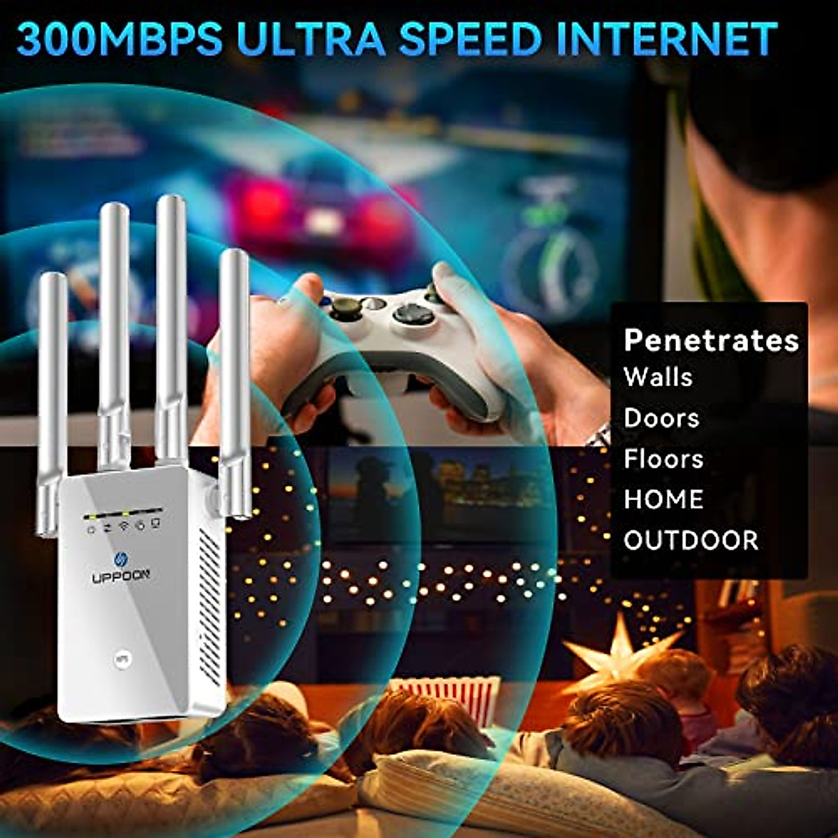 WiFi Extender, Wi Fi Extenders Signal Booster for Home Cover up to 8000 sq.ft & 35 Devices, Wireless Internet Signal Amplifier with Ethernet Port, Wi-Fi Repeater Easy Setup.