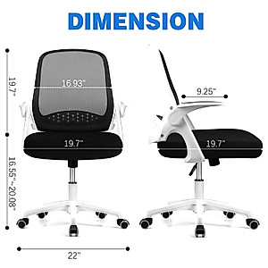 Devoko Office Chair Mesh Desk Chair Ergonomic Office Chair with Lumbar Support Swivel Computer Task Chair with Flip-up Arms Adjustable Height (Black)
