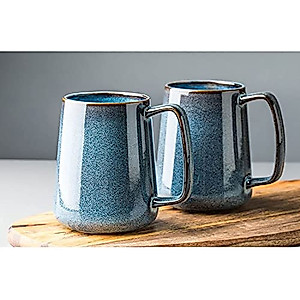 Large Ceramics Coffee Mugs,24 OZ,Large Handle Design,Extra Large Tea and Coffee Cup for Office and Home，Microwave And Dishwasher Safe(Color:24 oz blue)