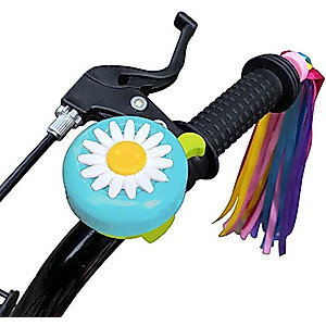 kortes 1 Pack Kids Bike Bell and 2 Pack Kids Bike Streamers for Children's Bike Accessories (Pink, Red,& Blue) (Blue & Green)