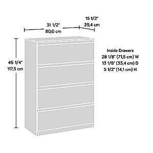 Sauder Hudson Court Chest of Drawers, L: 31.50" x W: 15.67" x H: 44.69", Pearl Oak Finish