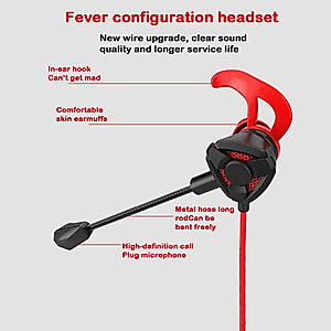 Wired Gaming Headset,in-Ear Earphones,Noise Cancelling Stereo Game Earbud,Microphone for Cellphones PC PS4