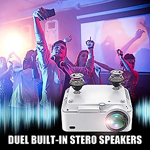 Mini Projector, 3Stone Upgraded Portable LCD Video Projector with 1080P Supported and Built-in Speakers, Multimedia Home Theater Small Projector Compatible with HDMI, USB, AV, DVD, VGA, Laptop