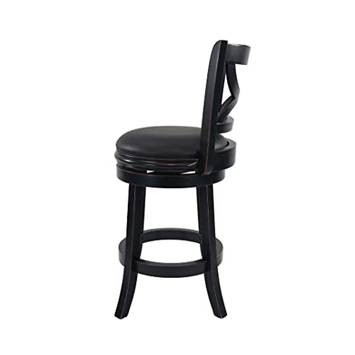 Boraam Florence 24" Counter Height Wood Swivel Stool, Black Sandthru