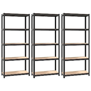 vidaXL 5-Layer Shelves 3 pcs Anthracite Steel&Engineered Wood