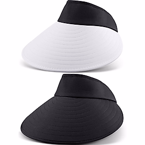 2 Pieces Sun Visor Hats Wide Brim Visor Hats Adjustable Large Brim Summer Beach Caps for Women (Color Set 3)