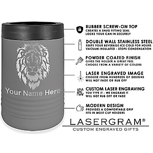 LaserGram Double Wall Insulated Beverage Can Holder, Hecho en Pachuca, Personalized Engraving Included (Standard Can, Gray)