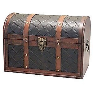 Vintiquewise(TM Wooden Leather Treasure Chest