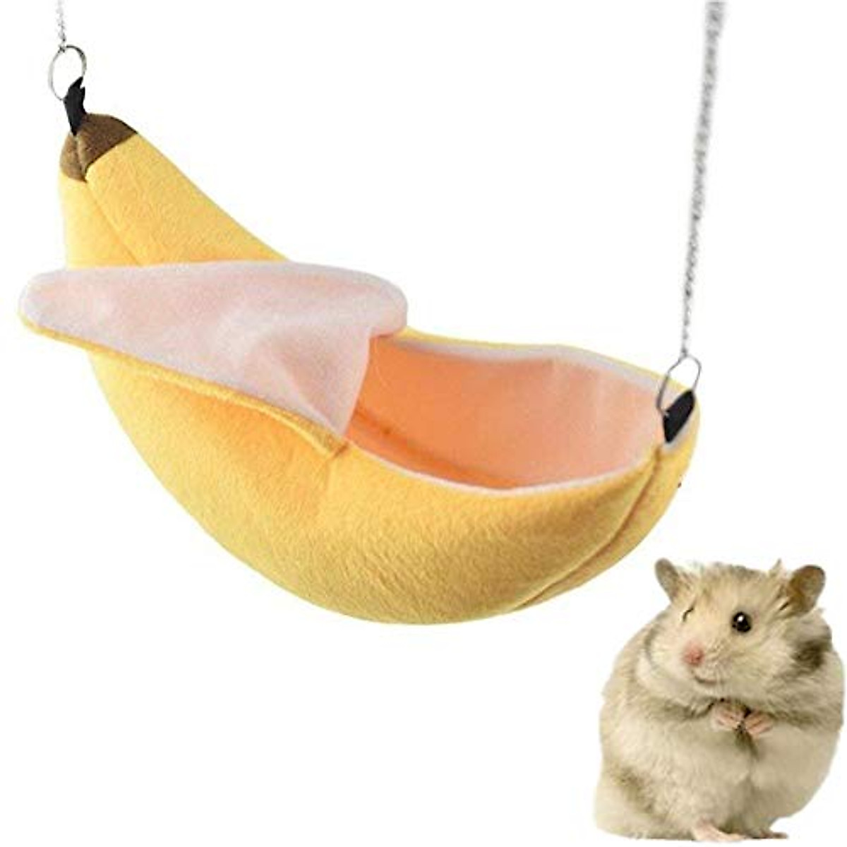 ISMARTEN Banana Hamster Bed House Hammock Small Animal Warm Bed House Cage Nest Hamster Accessories for Sugar Glider Hamster Small Bird Pet (Banana)