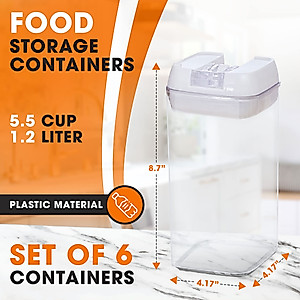 Cheer Collection Airtight Food Storage Containers, Kitchen Storage Containers for Pantry, Set of 6 Food Containers with Lids Airtight, Pantry Storage Containers & Organizers with Lids, 12L, Pink