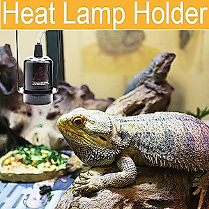 iRuiZhe Reptile Ceramic Heat Lamp Holder Pet Heater Bracket (no Bulb Included) for Amphibian Pet Terrariums Habitat Lizard Tortoise,300W Black