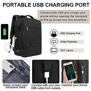 CLUCI Laptop Backpack for Women 15.6 Inch College Computer Bag Travel Backpack Purse with USB Charging Port,Carry on Backpack for Airplanes Black