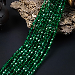 MIRGREE 120pcs 8mm Natural Gemstone Round Smooth Spacer Loose Stone Beads for Jewelry Making,Link Bracelets,Necklaces,Strand with Crystal Stretch Cord Spacer Beads (Green Agate)