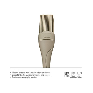 Tovolo Small 7” Heat Resistant Kitchen Silicone Cooking Brush Great for Pastry Baking Basting Sauces Marinades Glazing Oil Brushing Baste Meats Pastries Cakes Desserts, Slate Gray