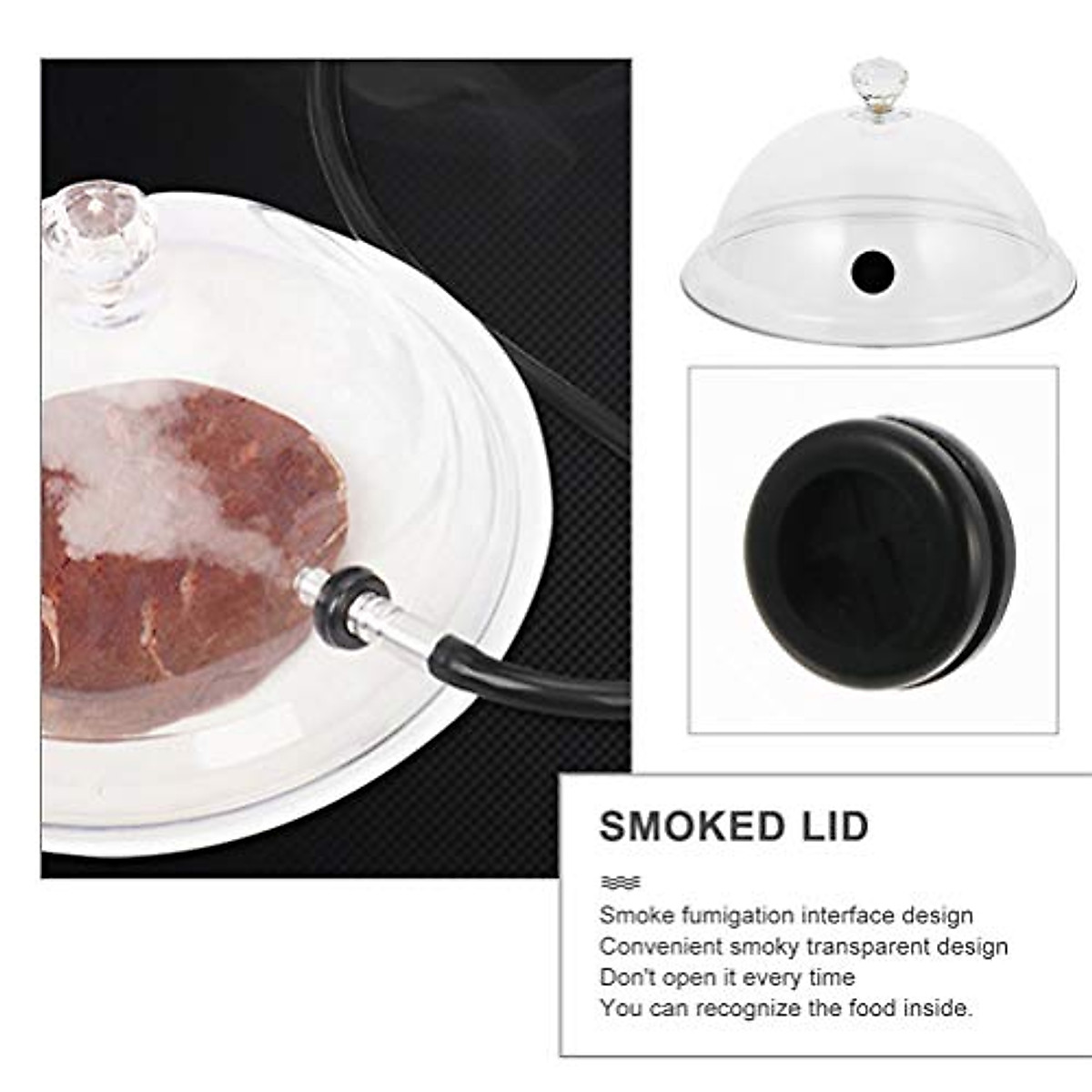 DOITOOL 2Pcs Smoking Cloche Dome Cover - Transparent Cocktail Smoker Dome - Acrylic Food Cover for Smoke Infuser Smoker Smoking Infusion Plates Bowls and Glasses