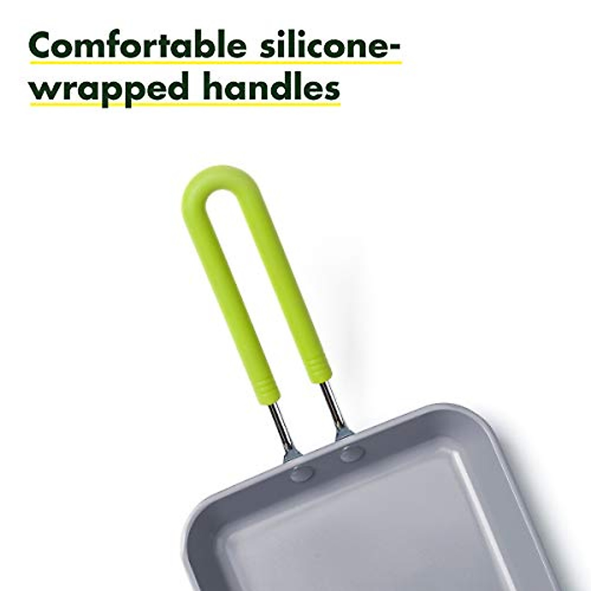 GreenPan Mini Healthy Ceramic Nonstick, 5" Square Egg Pan, PFAS-Free, Dishwasher Safe, Stay Cool Handle, Black