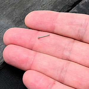 20 Gauge 1/4" Length 14k White Gold 1.5mm Ball Nose Bone Straight Nose Ring