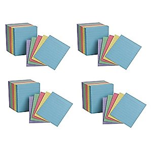 Oxford Mini Index Cards, 3" x 2.5", Ruled, Assorted Colors, 200 Per Pack, Pack Of 4, 800 Cards Total (10010EE)