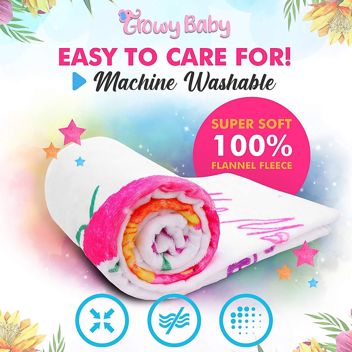 GROWY BABY Milestone Blanket for Baby Girl Gifts - Nursery Decor Baby Monthly Milestone Blanket Girl - Newborn Baby Shower Flannel Fleece Girl Milestone Blanket - 60"x40"