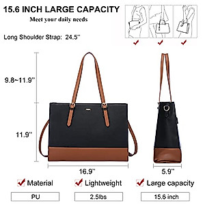 LOVEVOOK Laptop Bag for Women Work Bag 15.6 inch Large Capacity Computer Tote Handbag Faux Leather Shoulder Bag Purse