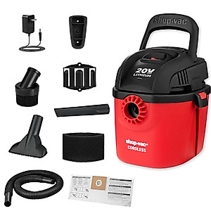 Shop-Vac Wet Dry Cordless Vacuum Cleaner, 8.0 Peak Kpa Cordless Vacuum Cleaner with Collapsible Handle Wall Bracket & Multifunctional Attachments, Portable Compact Shop Vacuum for Home, Car, Jobsite