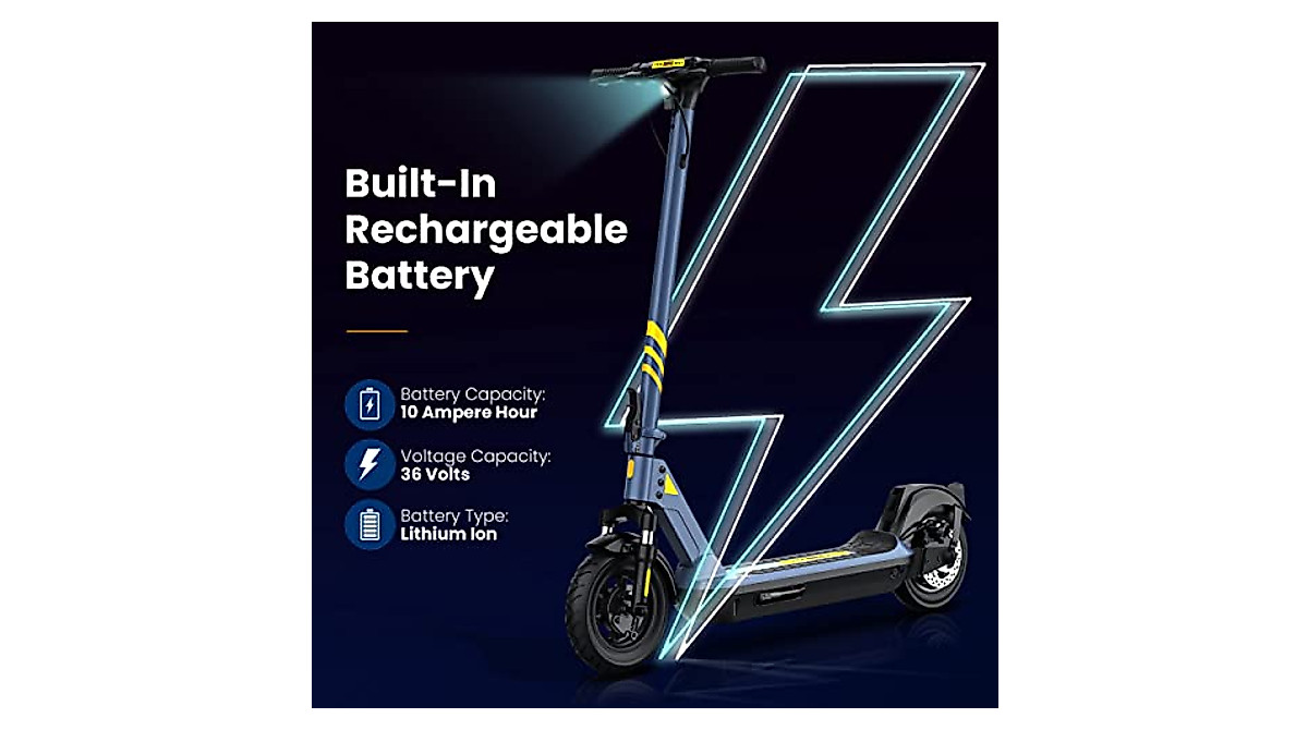 Hurtle Folding Electric Scooter - 10” Honeycomb Tires, 25 Miles Range ...